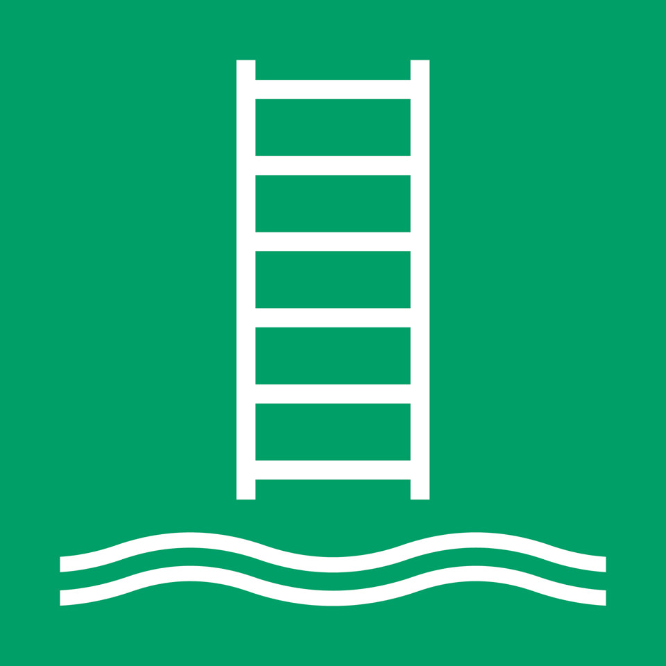 Safety sign Embarkation ladder, Green