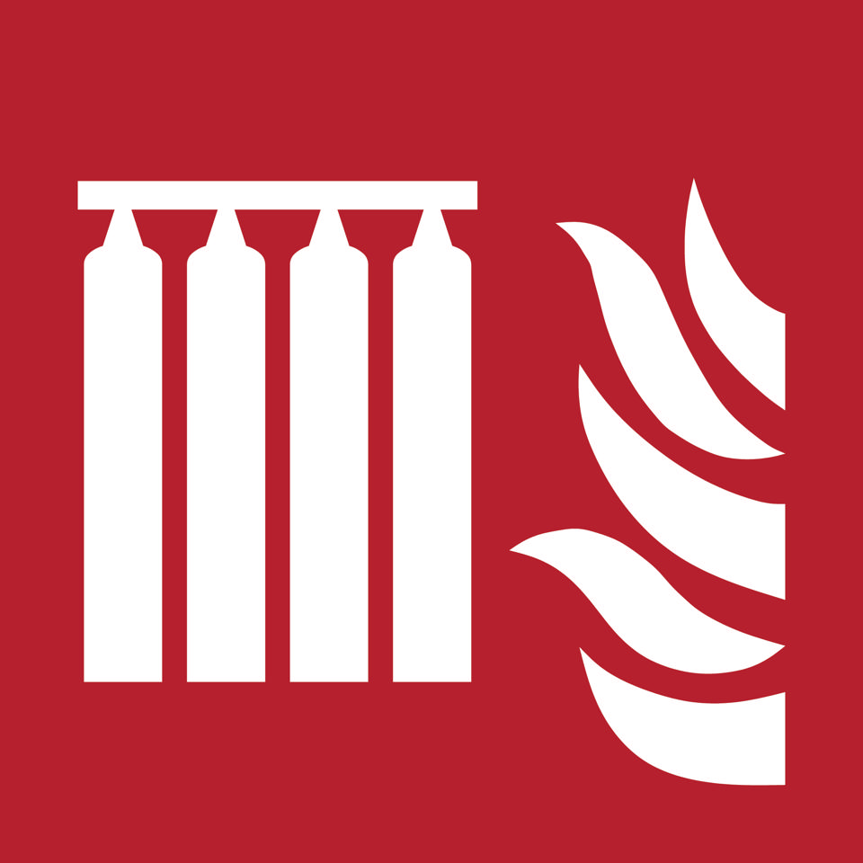 Safety sign Fixed fire extinguishing battery, Red