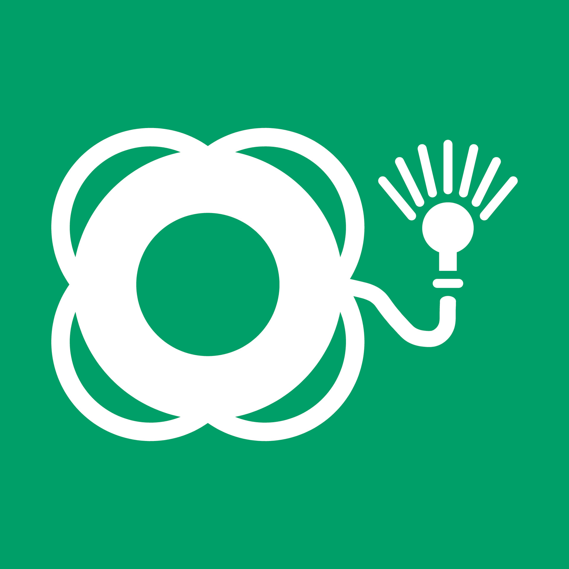 Safety sign Lifebuoy with light, Green