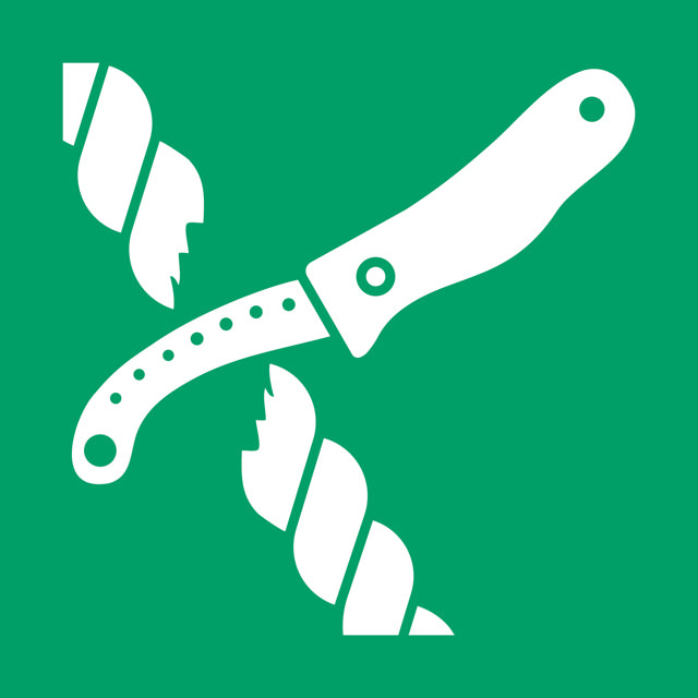 Safety sign Liferaft knife, Green