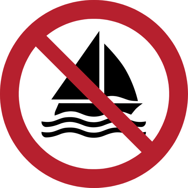 Safety sign No sailing, Red