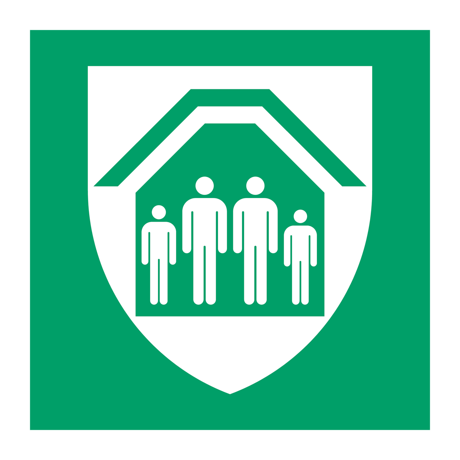 Safety sign Protection shelter, Green