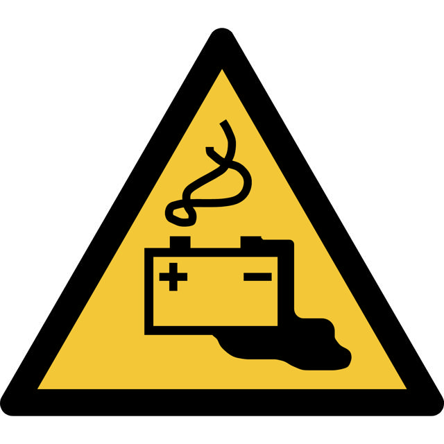 Safety sign Warning Battery charging, Yellow