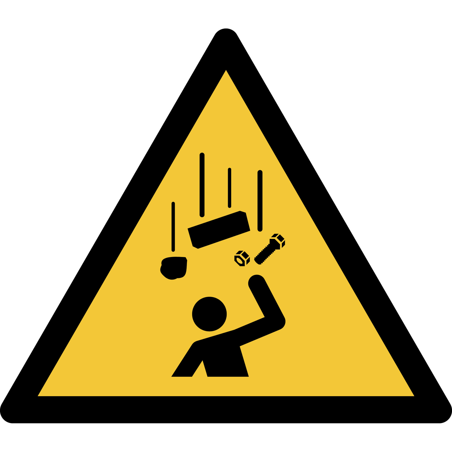 Safety sign Warning Falling objects, Yellow
