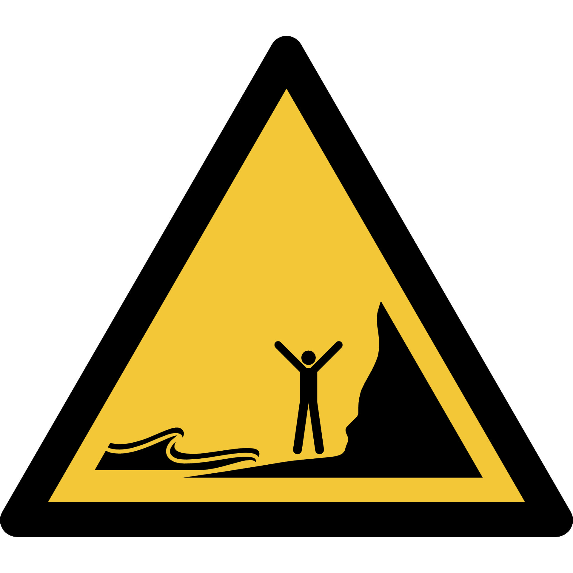 Safety sign Warning Incoming tides, Yellow