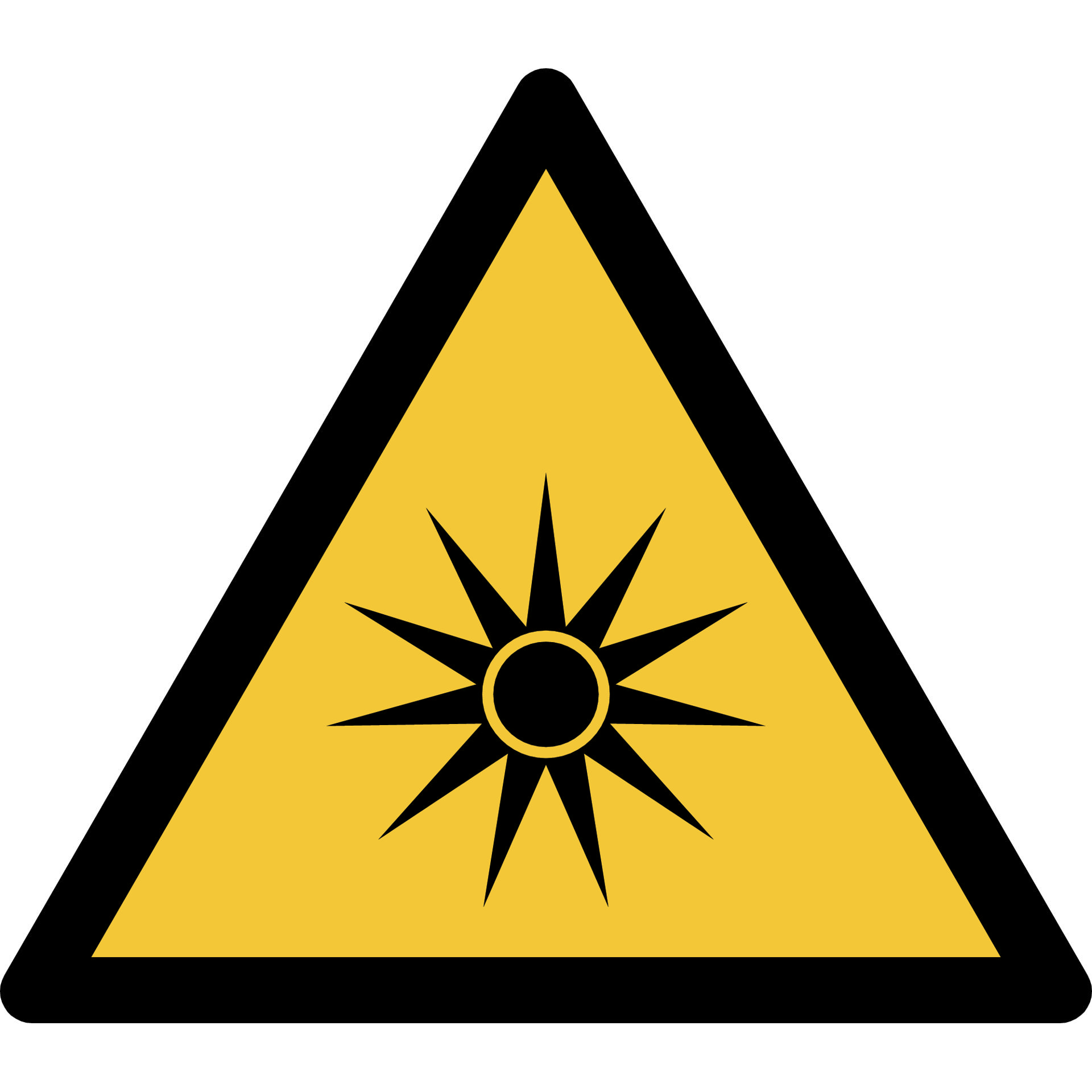 Safety sign Warning Optical radiation, Yellow