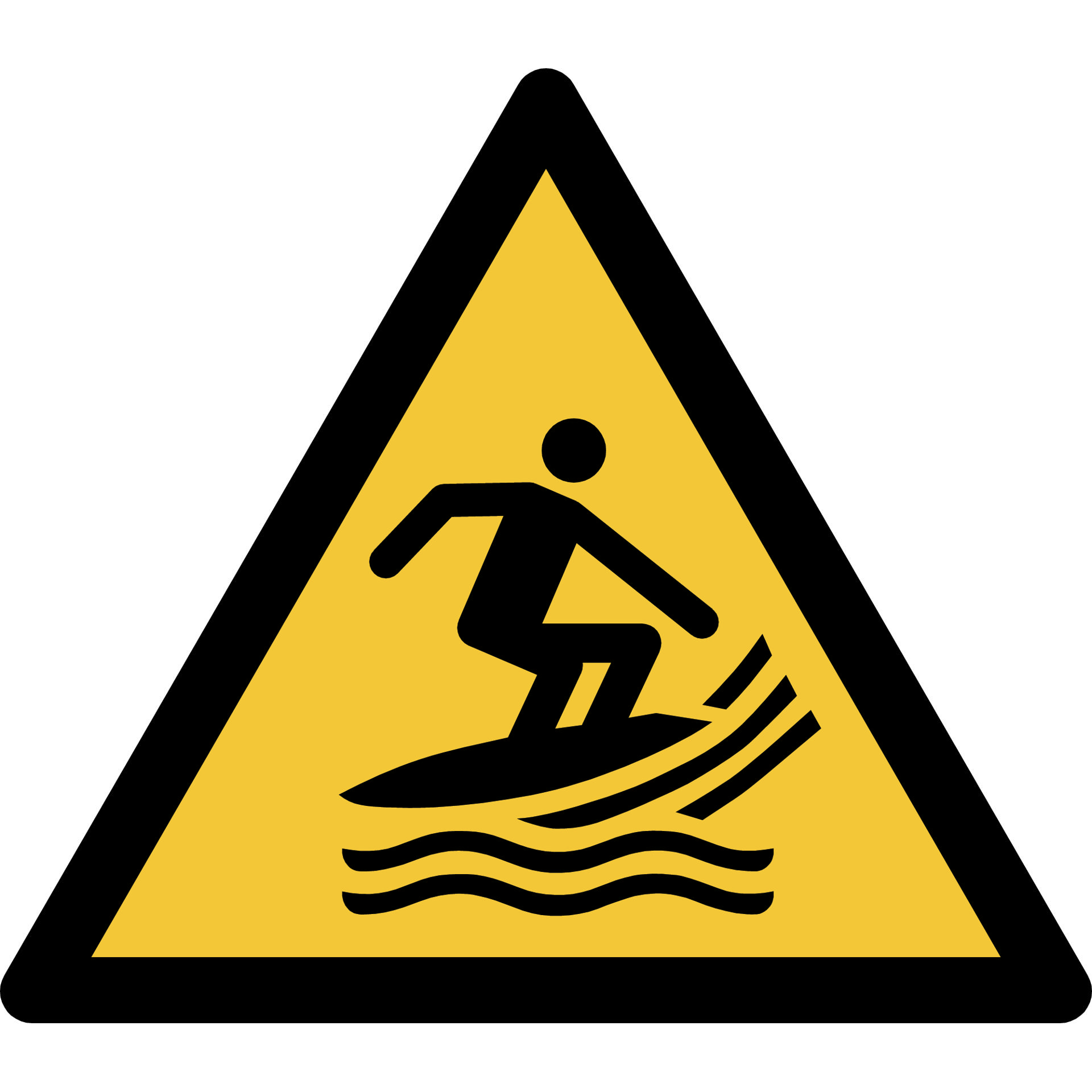 Safety sign Warning Surf craft area, Yellow
