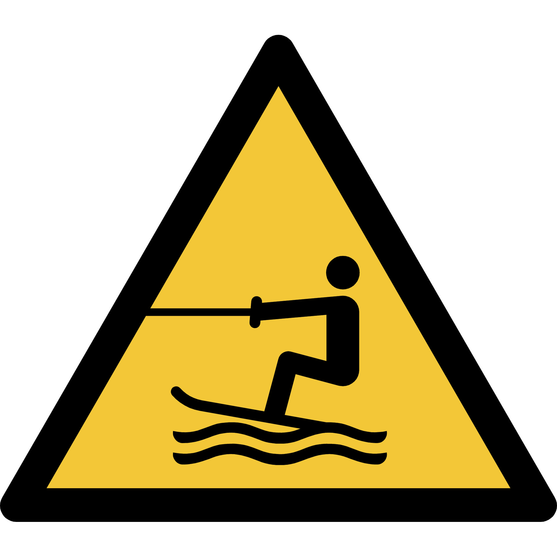 Safety sign Warning Towed water activity area
