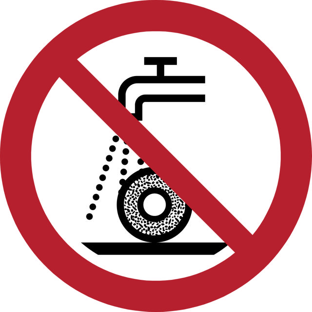 Safety sign Do not use for wet grinding, Red